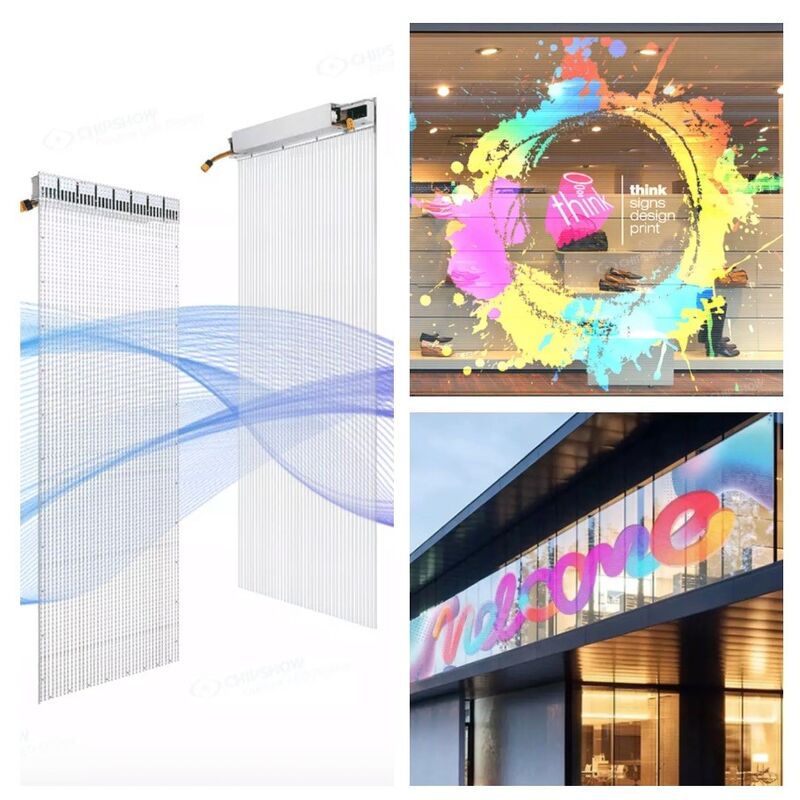 Outdoor Glass Window LED Mesh Screen Film Type Self Adhesive P6.5mm