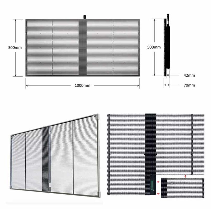 P3.81 - 7.82mm Frameless LED Mesh Screen Transparent Outdoor For Glass ...