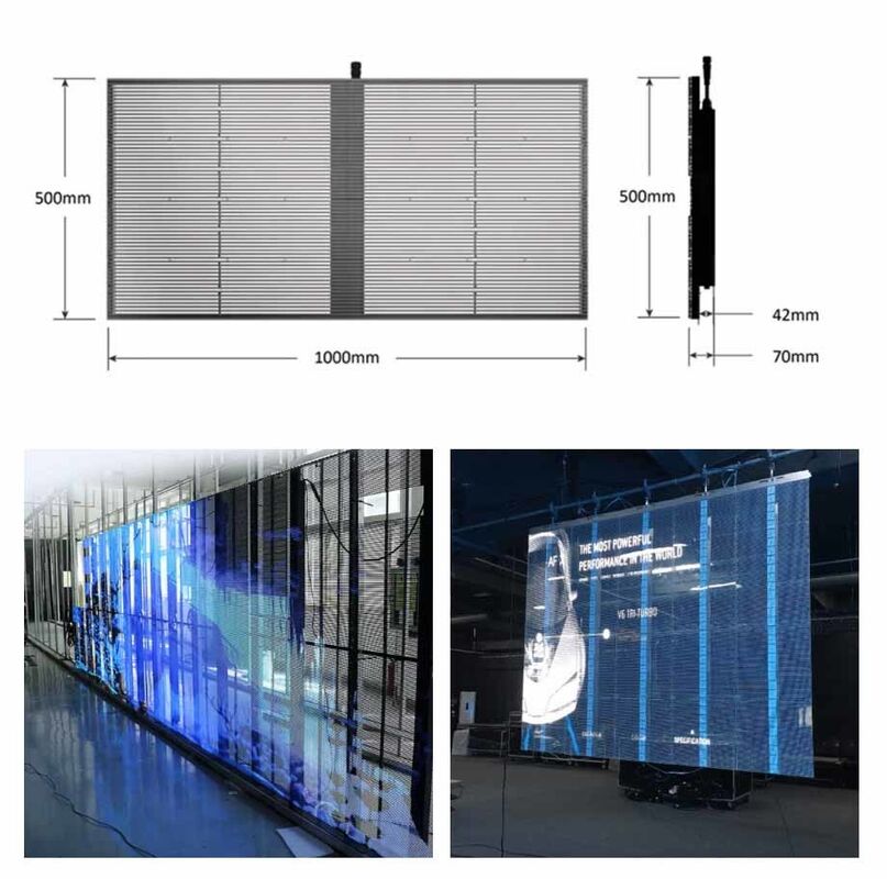 P10.4mm LED Mesh Display Glass Window LED Mesh Facade High Brightness ...