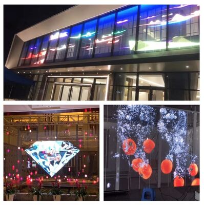 Film Type Outdoor LED Mesh Display Self Adhesive Transparent LED Mesh ...