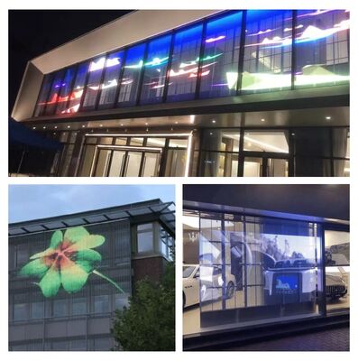 Transparent LED Mesh P10mm Film Type Self Adhesive LED Mesh Screen Outdoor