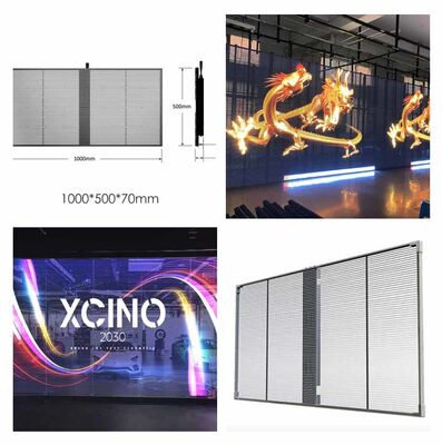 P3.81 - 7.82mm Frameless LED Mesh Screen Transparent Outdoor For Glass ...